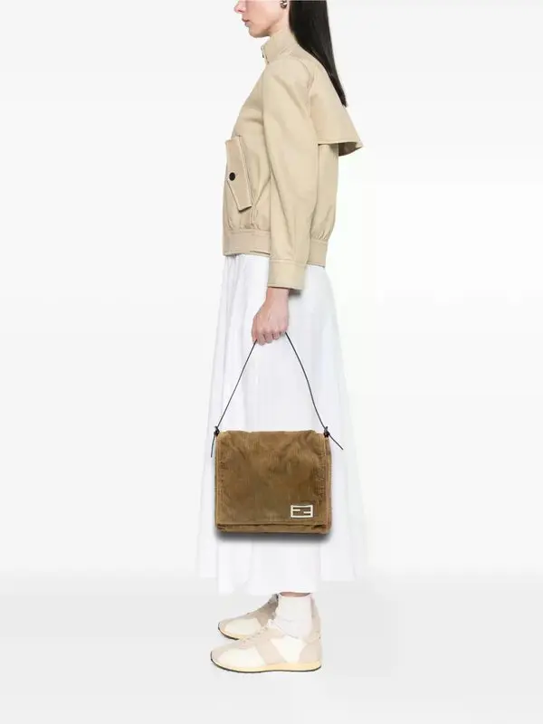 Fendi 2000-2010 Corduroy Shoulder Bag - Brown