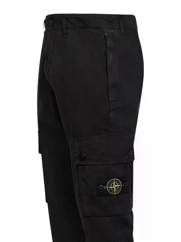 Stone Island Logo Patch Cargo Trousers - Black