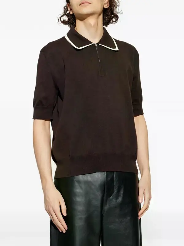 JIL SANDER Zip-collar Polo Shirt - Brown