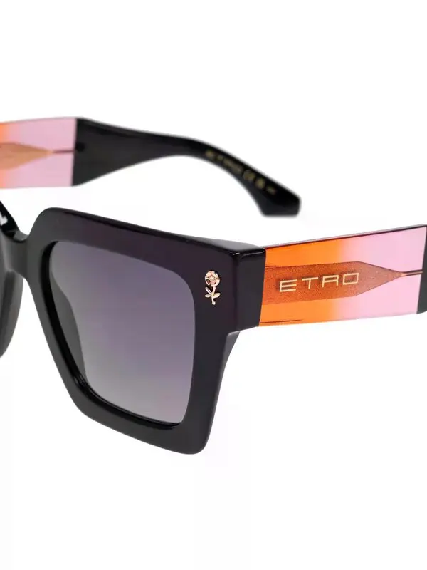 Etro Flower-detail Square-frame Sunglasses - Black