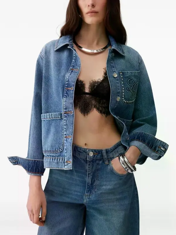 Liu Jo Logo-detail Studded Denim Jacket