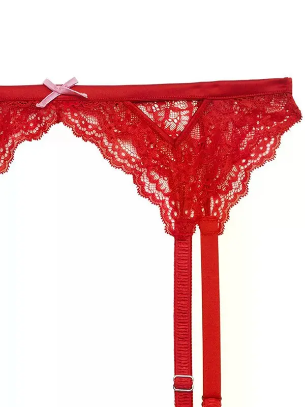 FLEUR DU MAL Bianca Bow-detail Garter - Red