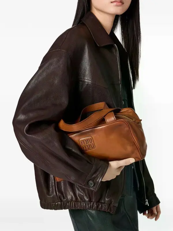 Miu Miu Leather Blouson Jacket - Brown