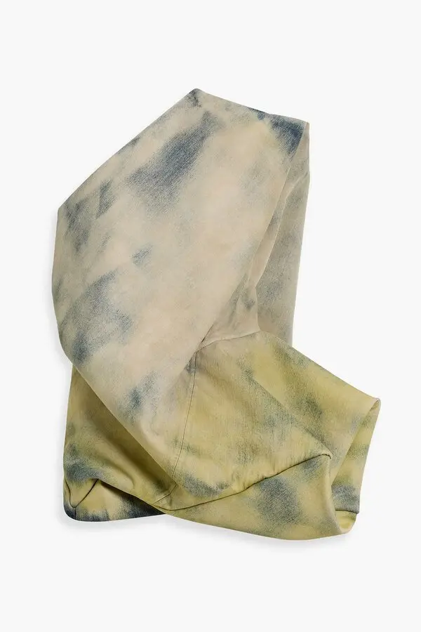 Rick Owens One-shoulder Draped Printed Denim Top