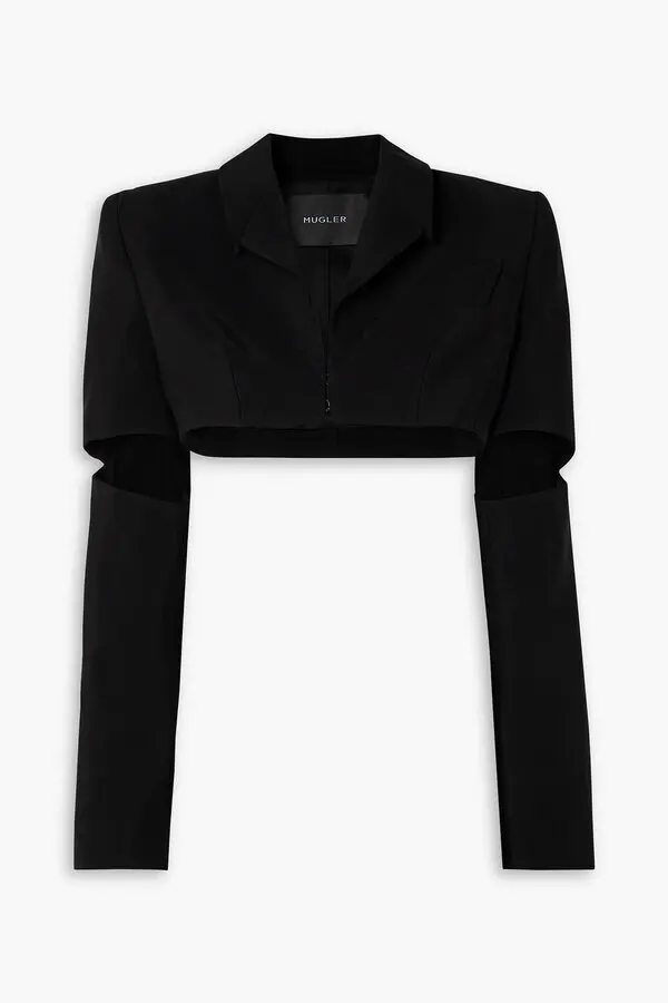 MUGLER Cropped Cutout Twill Blazer