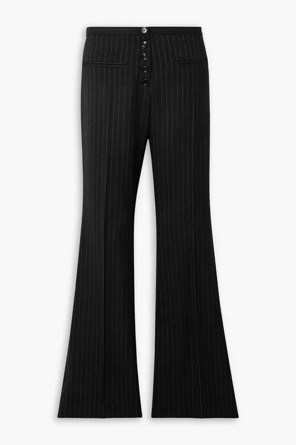 COURREGES Pinstriped Stretch-wool Flared Pants