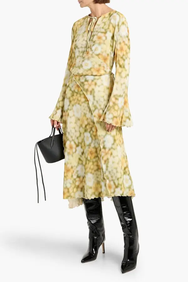 Green Multi Wrap Print Dress