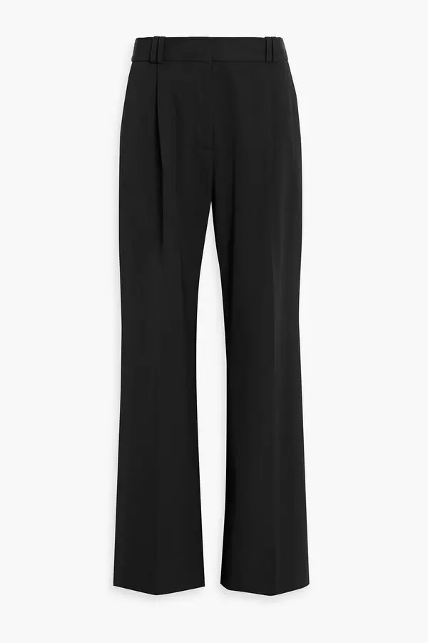 Proenza Schouler Savannah Pleated Wool-blend Gabardine Wide-leg Pants - Black