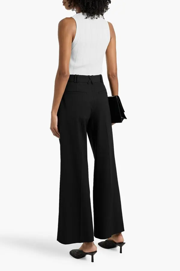Proenza Schouler Savannah Pleated Wool-blend Gabardine Wide-leg Pants - Black