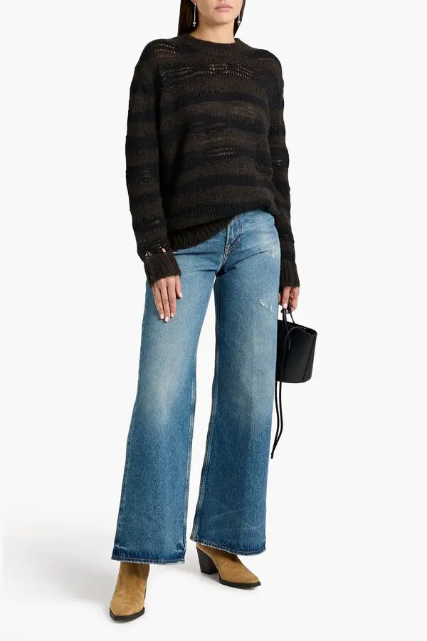 Acne Studios Distressed Striped Knitted Sweater