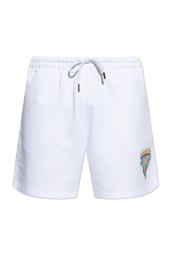 Casablanca Printed Cotton Shorts - White