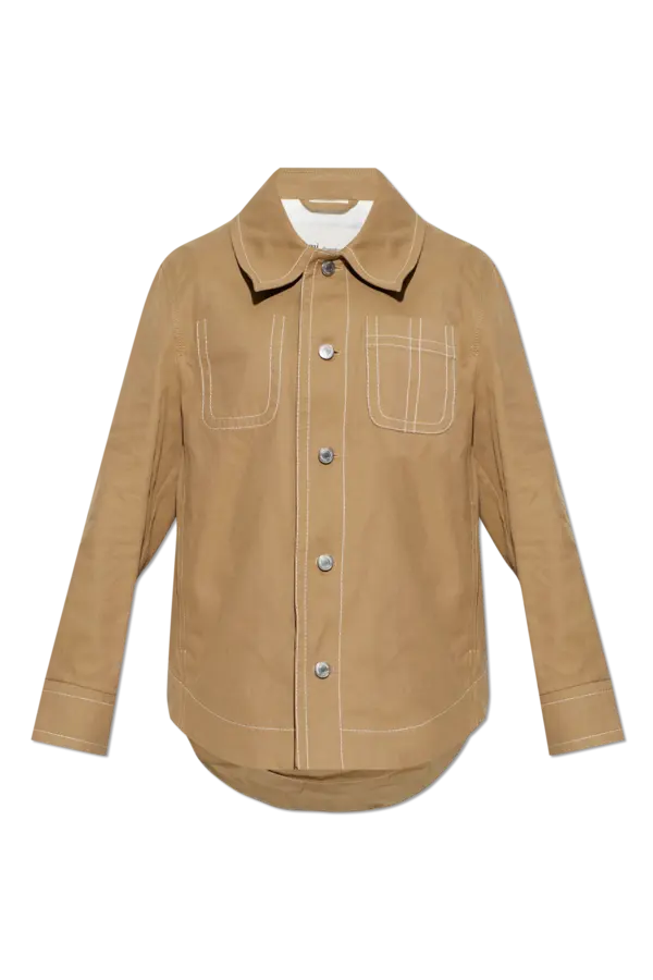 Ami Denim Jacket With Pockets - Brown