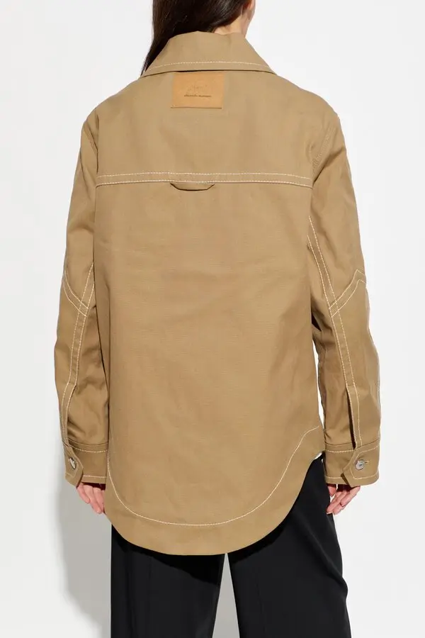 Ami Denim Jacket With Pockets - Brown