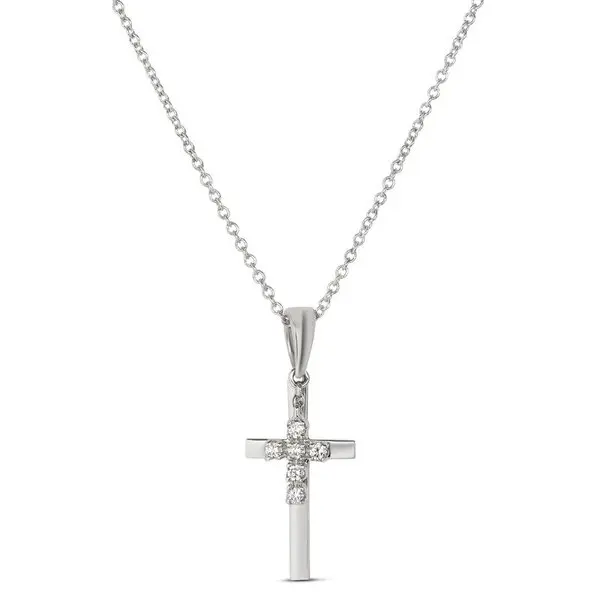 Benbridge Diamond Double Cross 14k Pendant Necklace - Wg