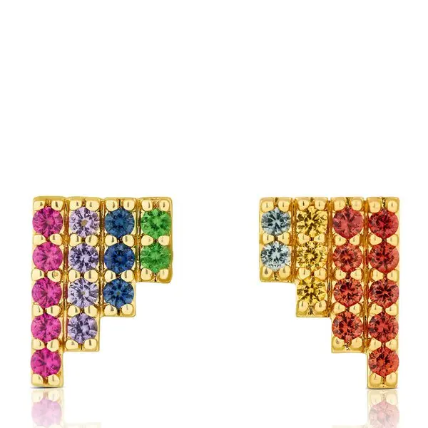 Benbridge Rainbow Sapphire & Tsavorite Garnet Mini Pyramid Stud Earrings - Multicolored