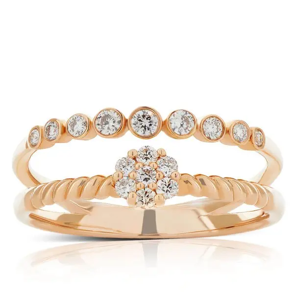 Benbridge 14k Rose Gold Diamond Cluster Split Band Ring - Rg