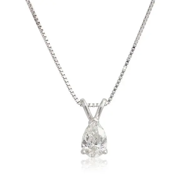 Benbridge 14k Pear Diamond Solitaire Pendant 1/3 Ct - Wg