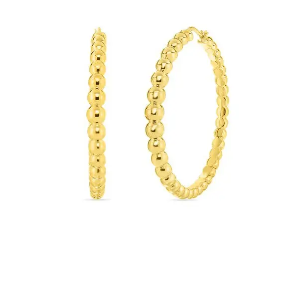 Roberto Coin 18k Yellow Gold Bead Hoop Earrings - Yg