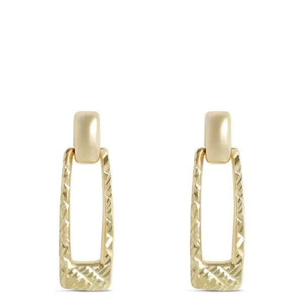 TOSCANO 14k Yellow Gold Hammered Door Knocker Earrings - Yg