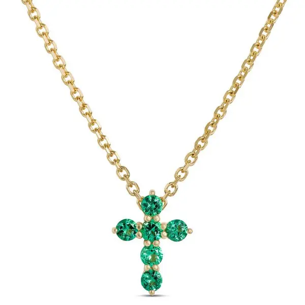 Benbridge Emerald Cross Pendant In 14k Yellow Gold - Yg