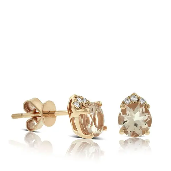 Benbridge Rose Gold Morganite And Diamond Stud Earrings - Pink