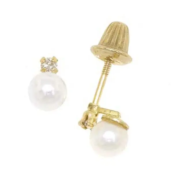 Benbridge Baby Pearl And Diamond Earrings - White