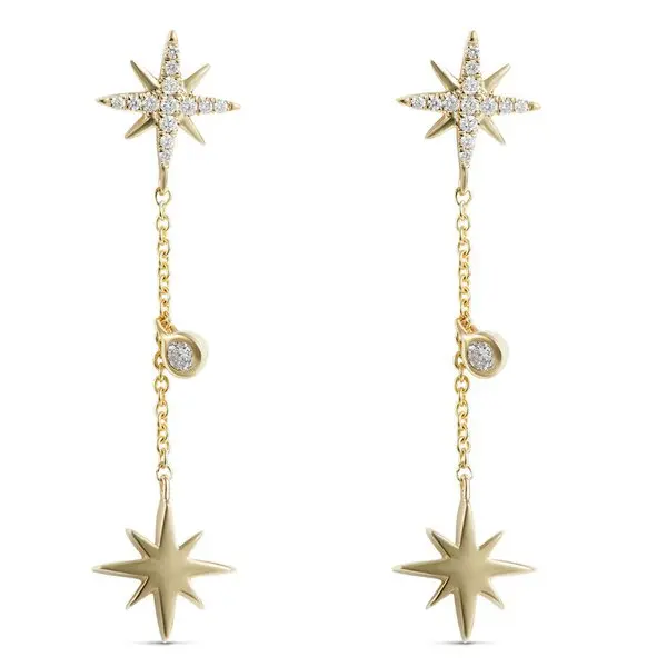 Benbridge Star Cluster Diamond Dangle Earrings - Yg