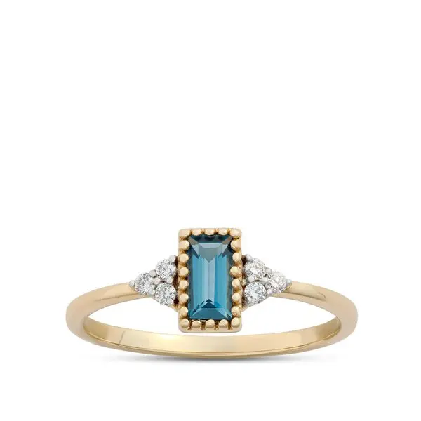 Benbridge 14k Yellow Gold Topaz And Diamond Ring - Blue