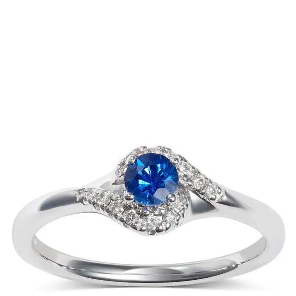 Benbridge Sapphire And Diamond Halo Swirl Ring In 14k White Gold - Blue