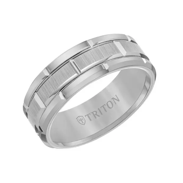 TRITON 8mm Brick Pattern Band - Grey Tungsten