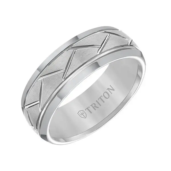 TRITON Contemporary Comfort Fit Diagonal Cut Band - Tungsten