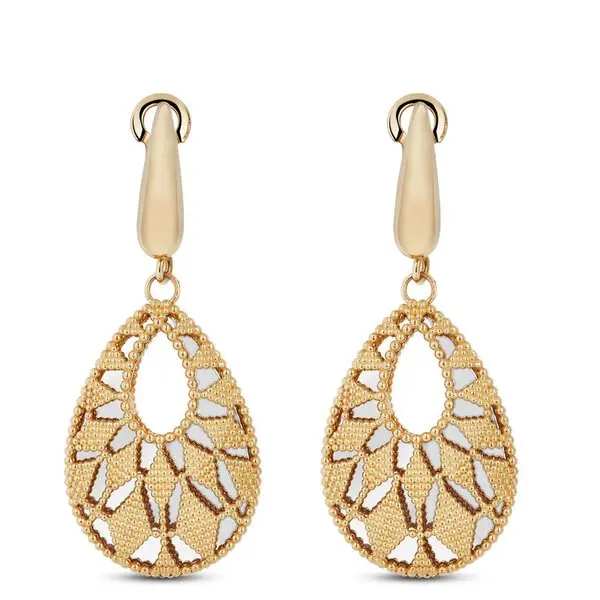 TOSCANO 14k Two-tone Pear Shaped Drop Earrings - Tt