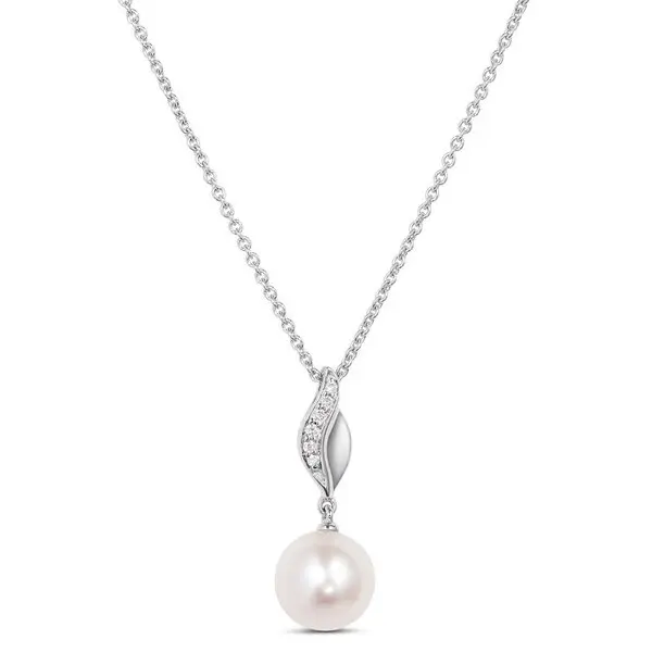 Benbridge Wavy Cultured Pearl And Diamond Pendant Necklace - White