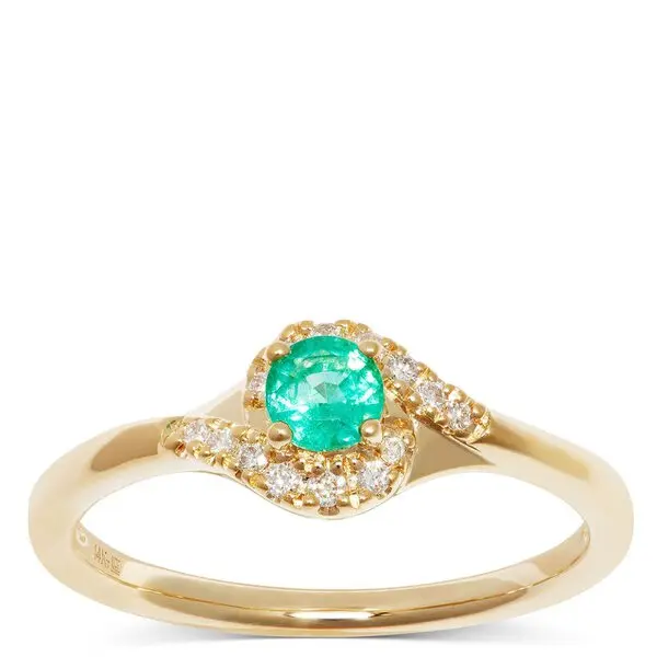 Benbridge Emerald & Diamond Halo Swirl Ring - Green