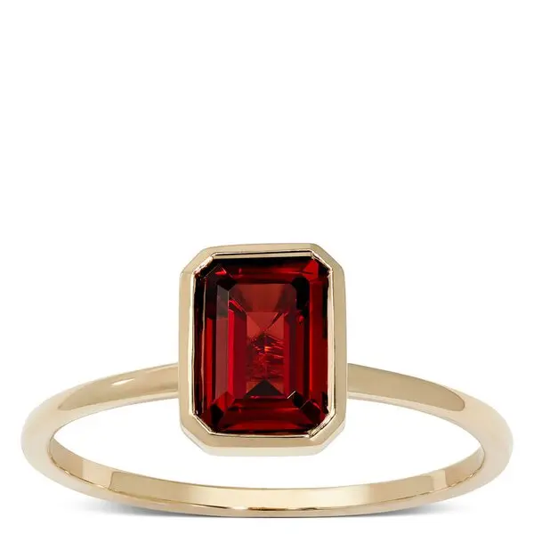 Benbridge Rectangle Bezel Set Garnet Ring - Red