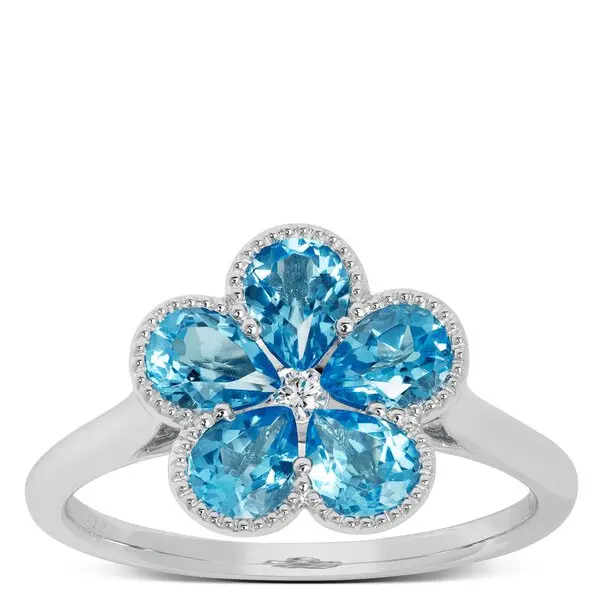 Benbridge Beaded Topaz And Diamond Flower Band - Blue