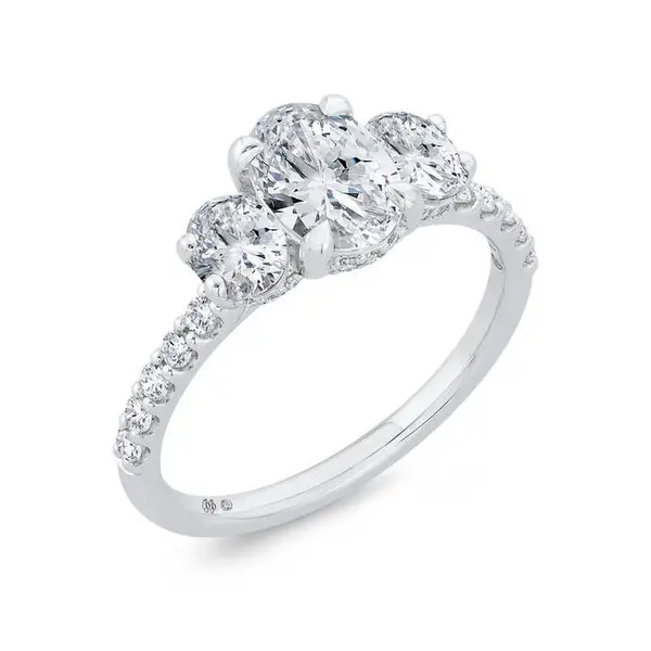 BELLA PONTE 14k White Gold 3-stone Oval Diamond Ring - Wg