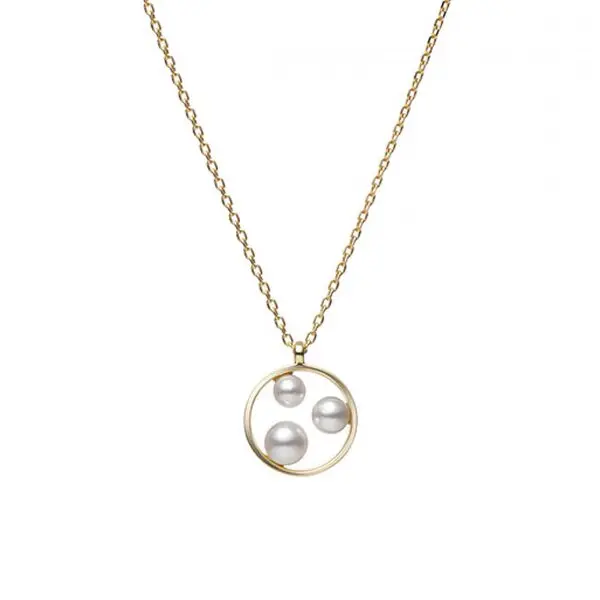 Mikimoto Open Circle Triple Akoya Cultured Pearl Necklace - White