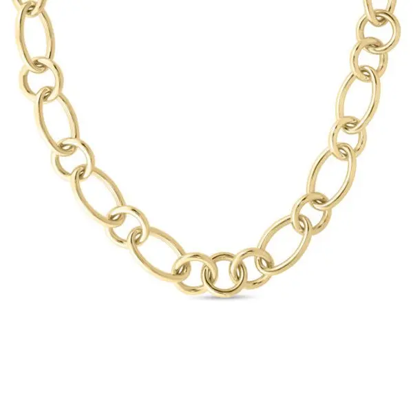 Roberto Coin 18k Yellow Gold Alternating Link Chain Necklace - Yg