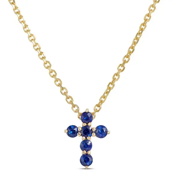 Benbridge 14k Yellow Gold Sapphire Cross Pendant - Blue