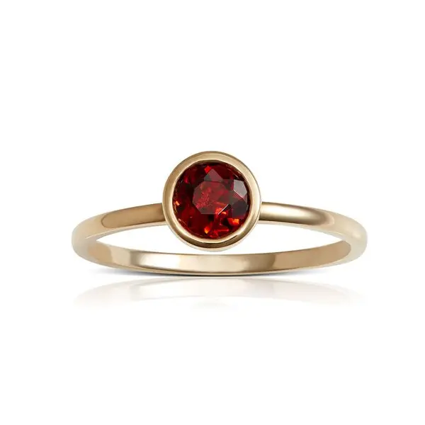 Benbridge Bezel Set Round Garnet Ring 14k Yellow Gold - Red