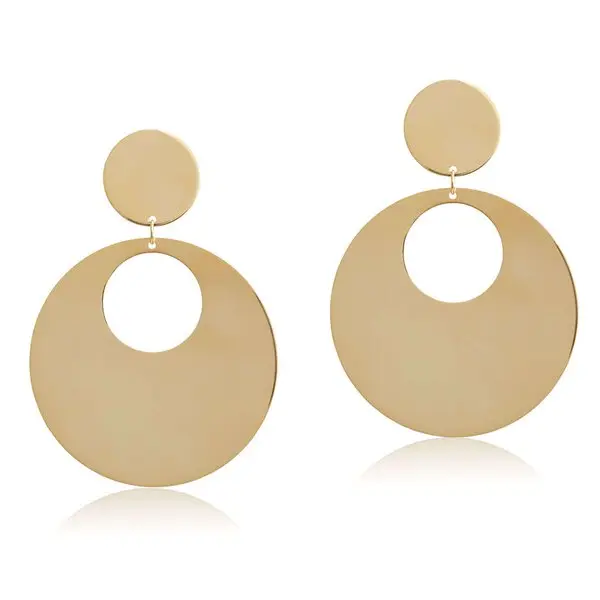TOSCANO Mirrored Circle Door Knocker 14k Earrings - Yg