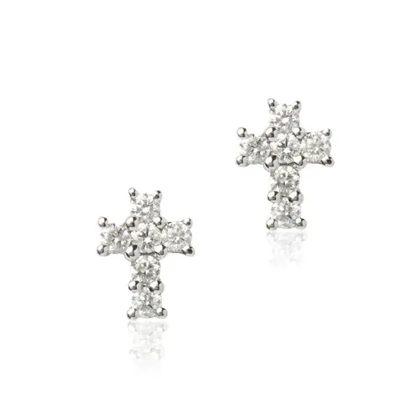 Benbridge Diamond Cross Stud Earrings - H-i