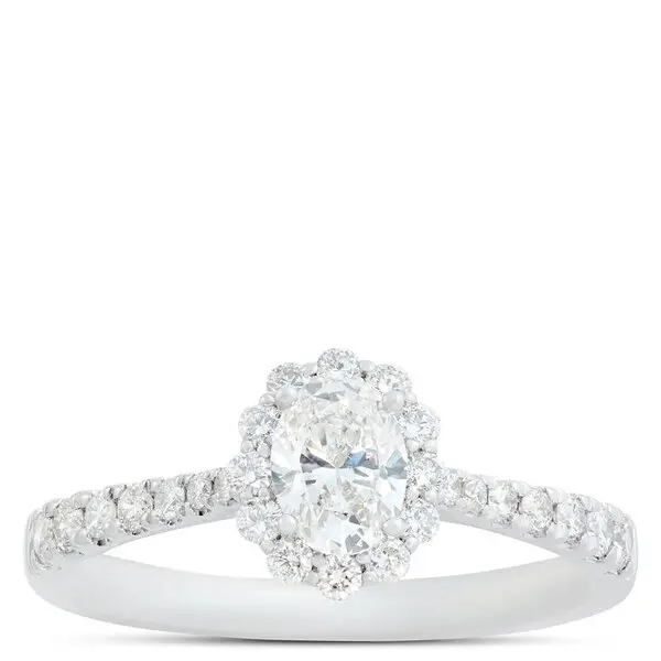 Benbridge Oval Diamond Halo Engagement Ring - H-i