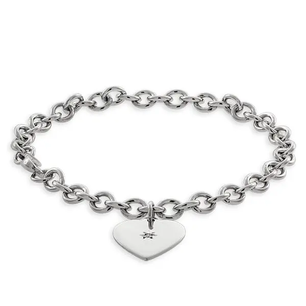 Benbridge Sterling Silver Rolo Bracelet With Diamond Heart Charm - Ss
