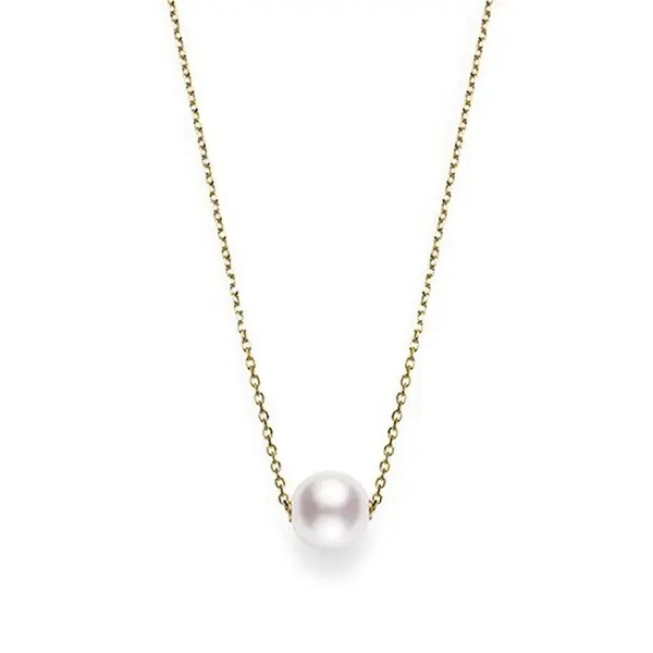 Mikimoto Akoya Pearl 18k Yellow Gold Necklace - White