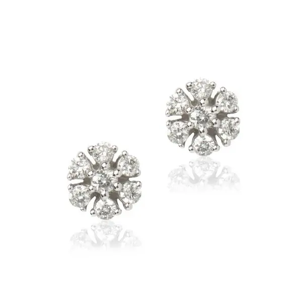 Benbridge Flower Shaped Diamond Stud Earrings - Wg