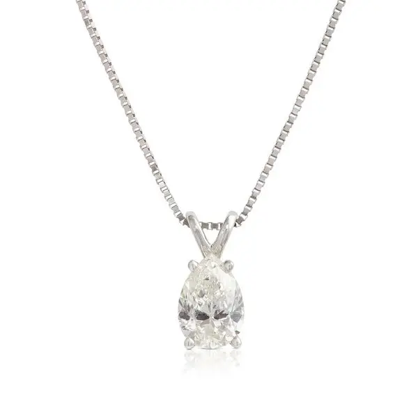 Benbridge Pear Diamond Solitaire Pendant - Wg