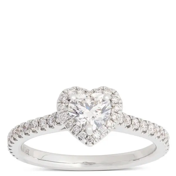 IKUMA Heart Shaped Diamond Halo Engagement Ring - Wg