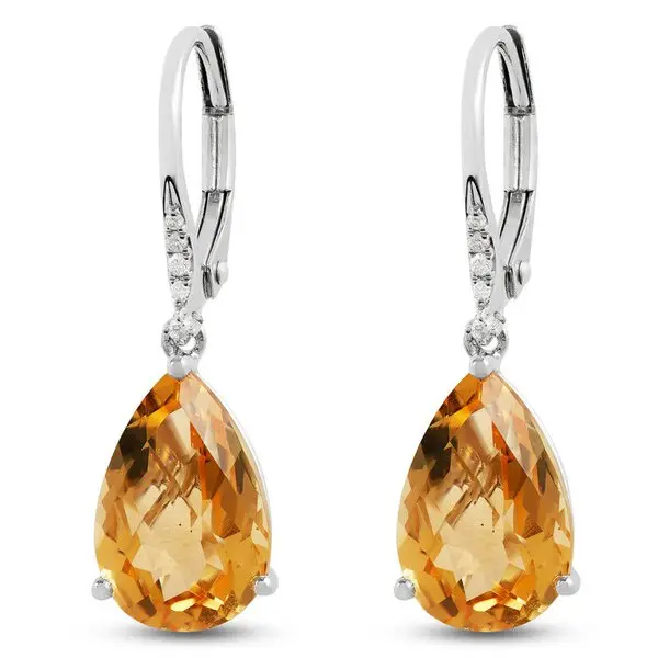 Benbridge Pear Citrine And Diamond Dangle Earrings - Orange